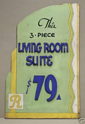 Nine hand-lettered 1940s furniture store signs - Retro Renovation